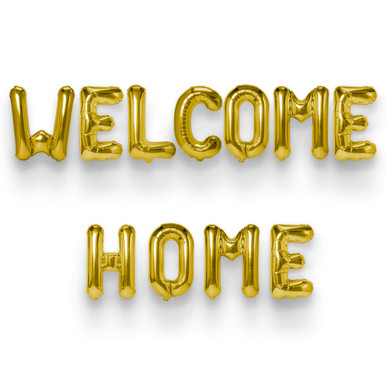 NICROLANDEE Welcome Home Balloons 16 Inch Gold Foil Letters Banner ...