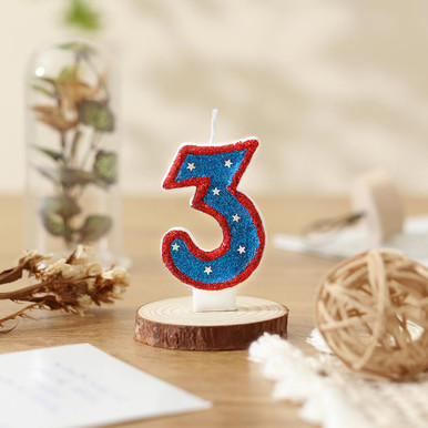 Kinsynko Number 3 Candle Birthday Boy Girl 3rd Birthday Cake Topper ...