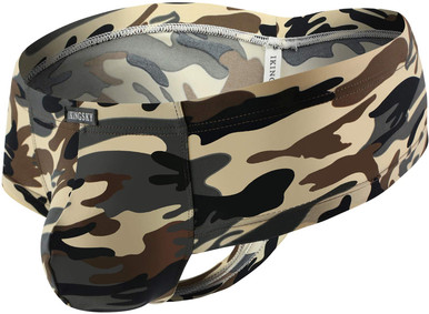IKINGSKY Men's Camouflage Cheeky Boxer Briefs Sexy Mini Cheek Thong ...