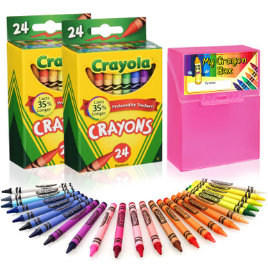 2 Pack of Crayons with Crayon Box, Crayons 24 Count, Assorted Colors ...