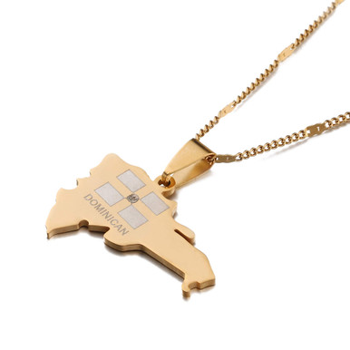 Stainless Steel The Dominican Republic Map Pendant Necklace for Women ...