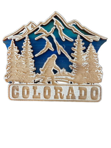 Wood Carved Colorado Souvenir Colorado Magnet Featuring Big Foot and ...