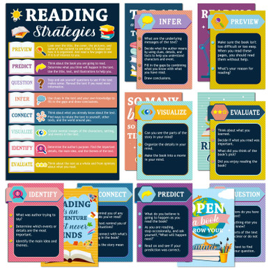 15 Pcs Colorful Reading Posters Color Bulletin Board Posters Sets for ...