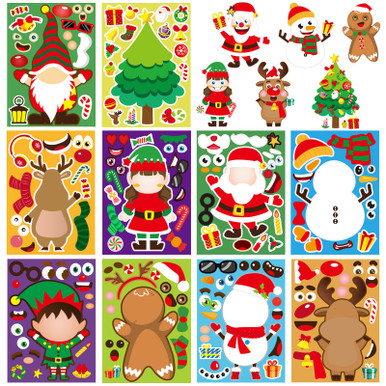30 Sheets Christmas Party Game Stickers Christmas Make A Face Game ...
