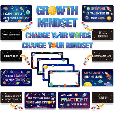 Pasimy 38 Pieces Growth Mindset Classroom Decorations Space Themed ...