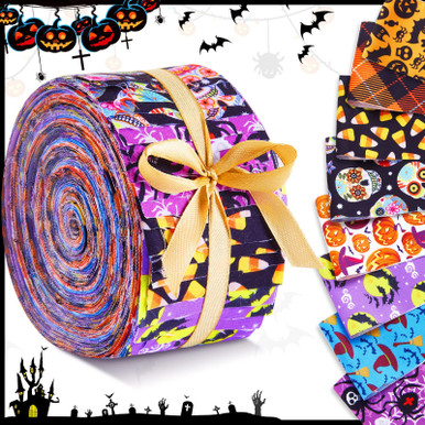 40 Pieces Halloween Jelly Roll Fabric 2.6 x 40" Pumpkin Ghost Pattern ...