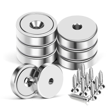MIKEDE 6 Pack Rare Earth Magnets with Hole, 70lbs Force Neodymium Cup ...