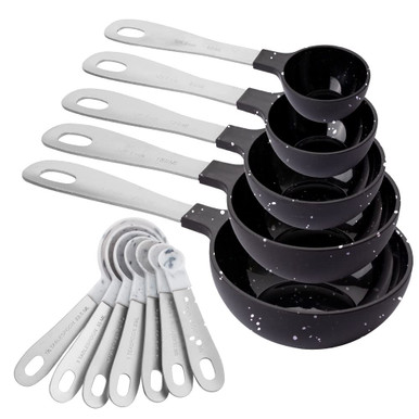 COOK WITH COLOR 12 Piece Plastic Measuring Cups Set and Measuring Spoon ...