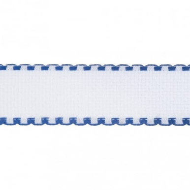 30mm Stitch Garden 16 HPI Aida Band Needlecraft Fabric White & Royal ...