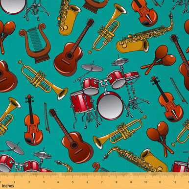 Music Fabric by The Yard, Musical Instruments Upholstery Fabric ...