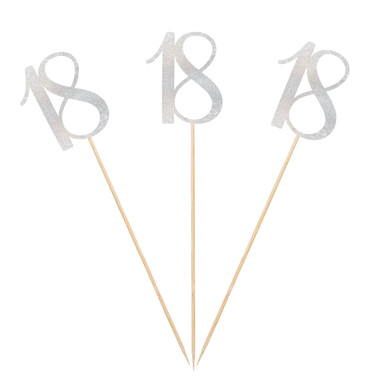 Silver Glitter 18th Birthday Centerpiece Sticks, 12-Pack Number 18 ...