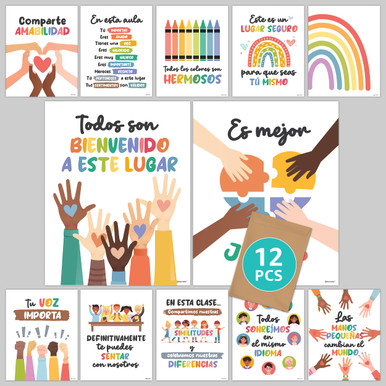 12 Spanish Classroom Posters in Spanish - 11x14in Spanish Decorations ...