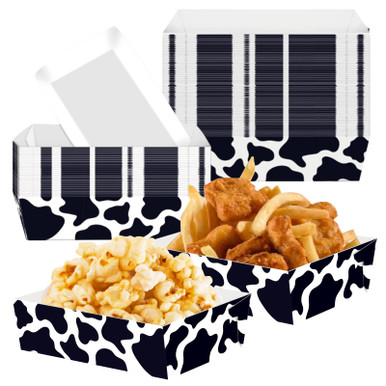 CIEOVO 48 Pack Cow Print Party Supplies Disposable Cow Paper Food Trays ...