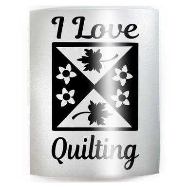 I LOVE QUILTING - PICK COLOR & SIZE - Quilt Quilter Hobby Fabric Vinyl ...