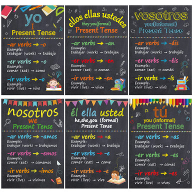 gisgfim 6 Pieces Spanish Verb Conjugation Posters Spanish Grammar ...