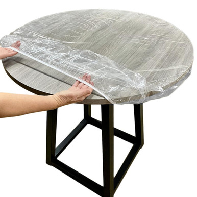 Evelots Round Fitted Tablecloth-Clear Vinyl/Elastic-Round Dining ...