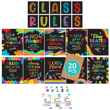 20 Class Rules Poster for Classroom - 11x14" Classroom Rules Poster ...