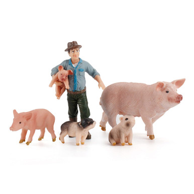 CiCy Realistic Farm Pig Animals Model Figures Toy Set, 5 Pcs Pig Farm ...