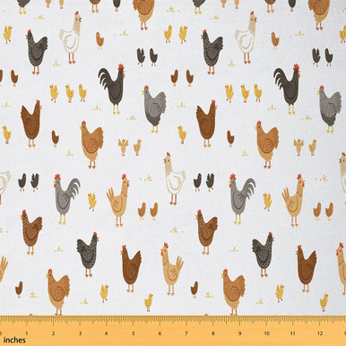 Chicken Upholstery Fabric, Chick Animal Fabric by The Yard, Cartoon ...