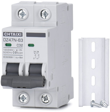 Chtaixi AC Miniature Circuit Breaker, 32 Amp 120V/240V 2 Pole DIN Rail Mount Circuit Breaker ...