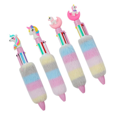 Tofficu 4pcs Unicorn Ballpoint Pens Multicolor Pen Retractable ...