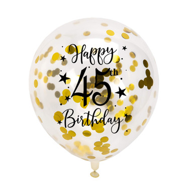 Gold 45th Confetti Latex Balloons, Woman or Man Happy 45 Years Birthday ...