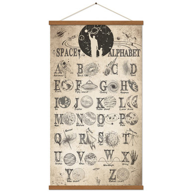 Universe Outer Space Alphabet Poster Animal Dinosaur Wall Art Decor ...