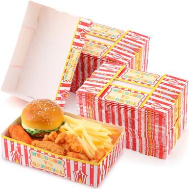 Patelai 100 Pcs Carnival Food Tray 3lb Paper Food Tray Set 4Corner Pop ...
