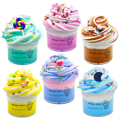 6pack Butter Slime Kit- Blue Oreo,Yellow Pineapple,Pink Peach,Lollipop ...