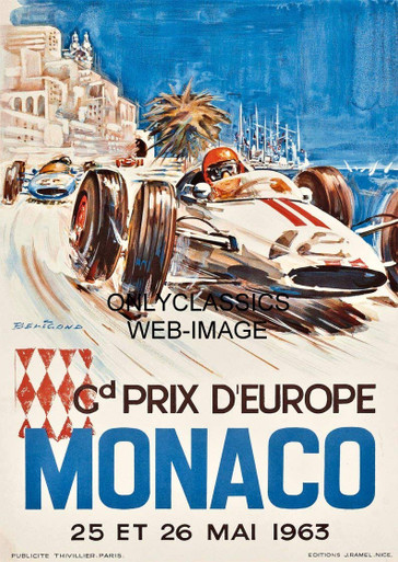 OnlyClassics 1963 MONACO GRAND PRIX AUTO RACING 11X15 POSTER FORMULA ...