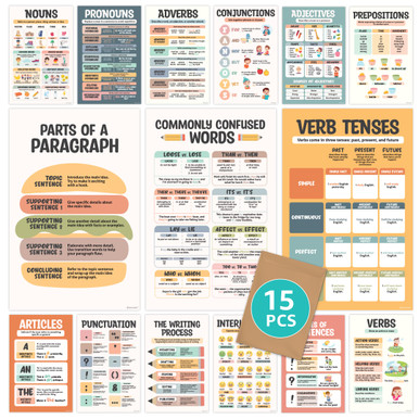 15 ELA Posters for Middle School - 11x17in English Grammar Posters ...