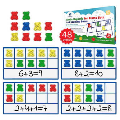 48 PCS Jumbo Magnetic Ten Frames with Counting Bears Class Set, Math ...
