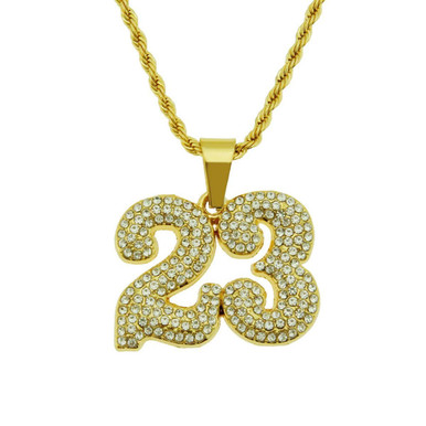 LOK68 Iced Out Number 23 Pendant Necklace,Punk Number Charm for Men,Hip ...