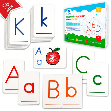 56PCS Magnetic Alphabet Flash Cards for Toddlers 2-4 Years, Upper ...