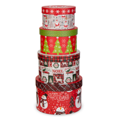 Christmas Gift Boxes with Lids for Presents Round Gift Boxes with Lids ...
