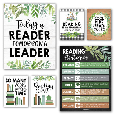 6 Farmhouse Reading Posters For Classroom Library Decorations For ...