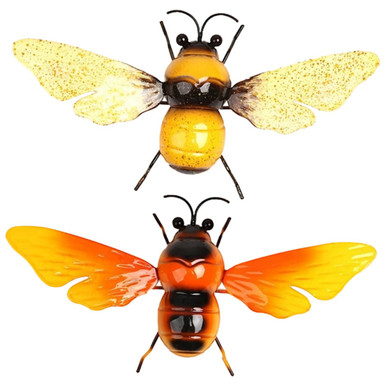 BESTOYARD 2pcs 3d bee sign 3d bee sculpture bumblebee wall decor garden ...