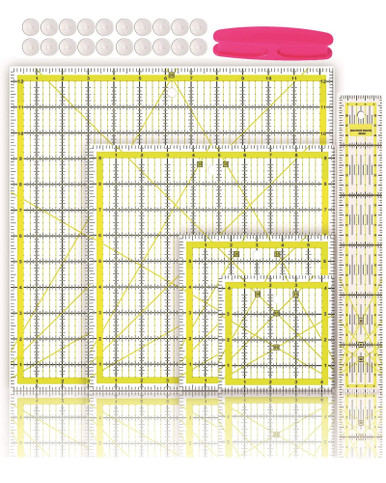 7 Pack Quilting Rulers, Clear Acrylic Square Quilting Templates, Fabric ...
