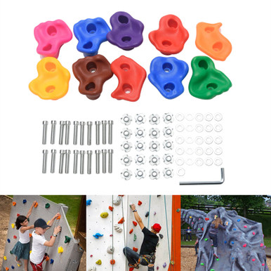 32pcs Rock Climbing Holds Set, Indoor & Outdoor Rock Wall Climbing Kit with Mounting Screws and ...