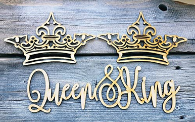 Set of 1 Place cards, Personalzied Gift,Queen King sign with crown cm ...