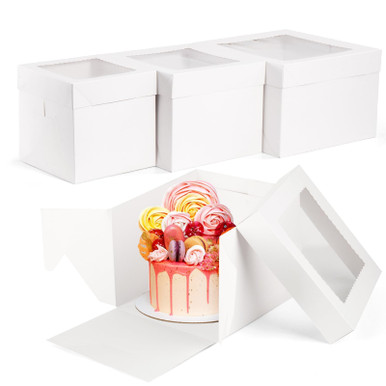 12pcs Cake Boxes, 3 Sizes 12x12x8 10x10x8 8x8x8 Inch Tall Cake Boxes ...