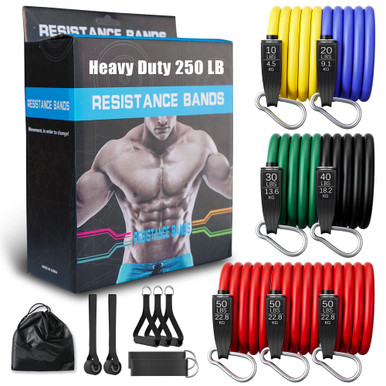 Resistance Bands Set, Upgraded Heavy Duty 250lb Exercise Bands with ...