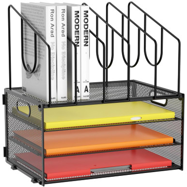 Marbrasse Desk Organizer, Desk Paper Organizer with Handle,4-Tier Mesh ...