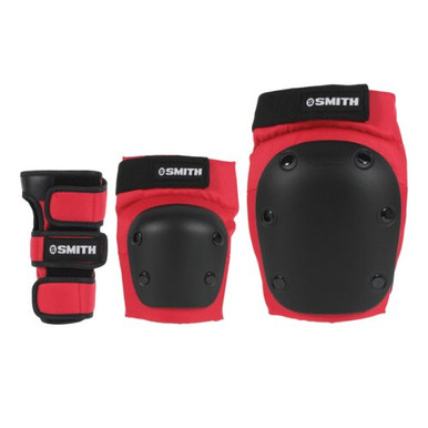 Smith Safety Gear Scabs Knee/Elbow/Wrist Guard Set (Pack of 3), Red ...