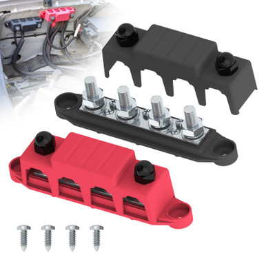 Bus Bar 250A 12V Power Distribution Block with 3/8" (M10) 4-Posts ...