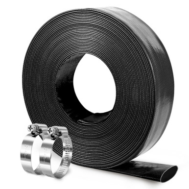 Foresee 3.00 in x 25 ft Backwash Discharge Hose Heavy Duty Reinforced, PVC Lay-Flat Water Hose ...