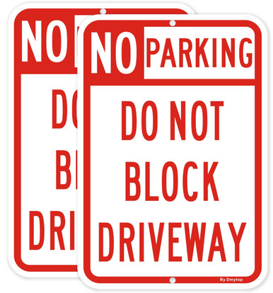 2 Pack Large No Parking Sign Do Not Block Driveway Sign, 18 x 12 Inches ...
