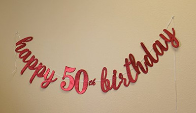All About Details Happy 50th Birthday Cursive Banner, 1set, 50th ...