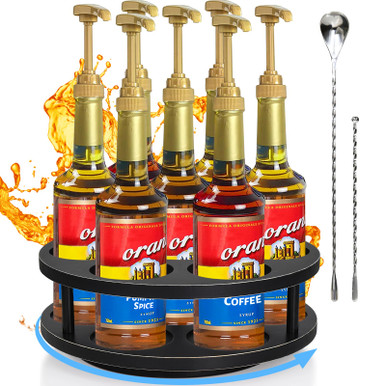 Rotating Coffee Syrup Organizer for Counter, 7 Holes Coffee Syrup Rack ...