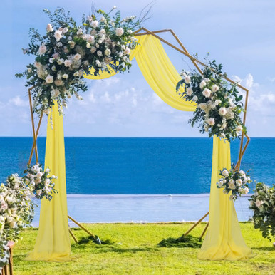 21FT 2 Panles Chiffon Fabric Drapery Yellow Chiffon Wedding Arch Drapes ...